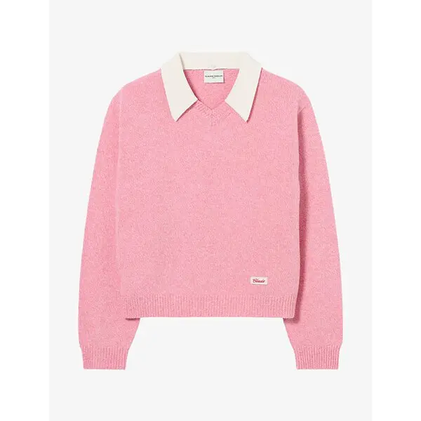 Claudie Pierlot Detachable-collar Relaxed-fit Wool Jumper - Pink