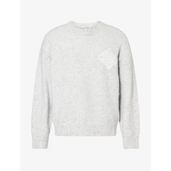 THE COUTURE CLUB Emblem-embroidered Knitted Jumper - Greymarl