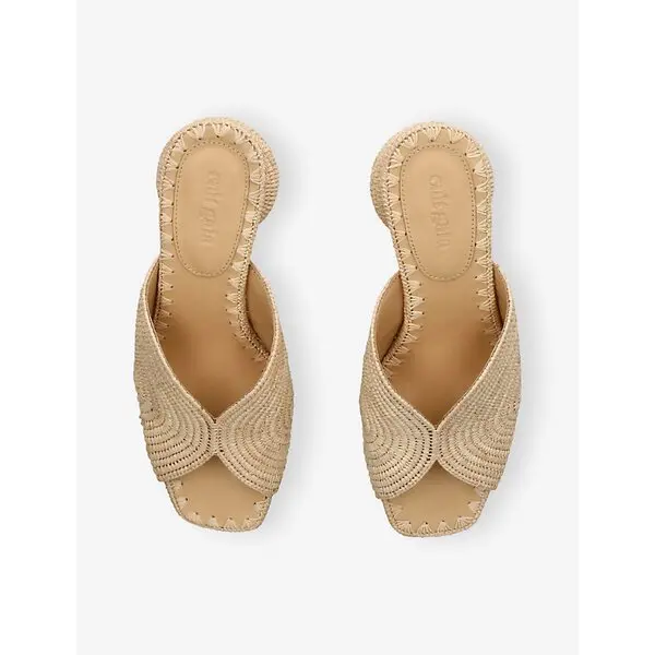 Cult Gaia Tia 80 Raffia Heeled Mules
