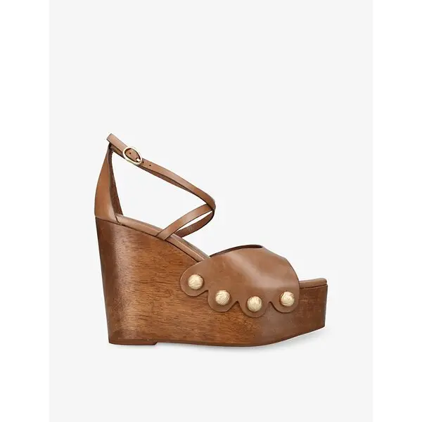 Cult Gaia Orly 120 Leather Wedge Sandals - Brown