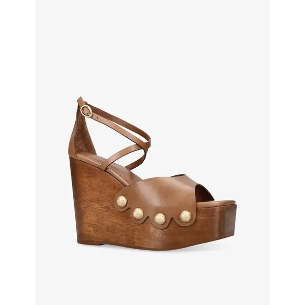 Cult Gaia Orly 120 Leather Wedge Sandals