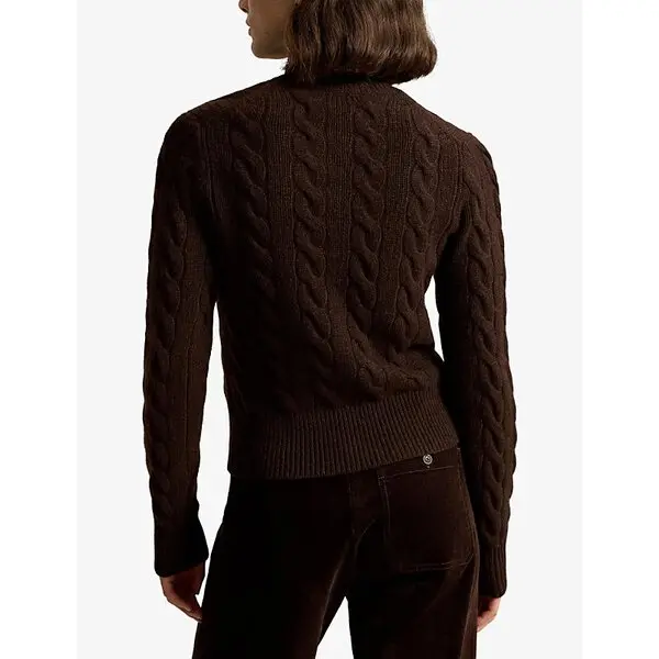 Polo Ralph Lauren Logo-embroidered Cable-knit Wool-cashmere Blend Cardigan