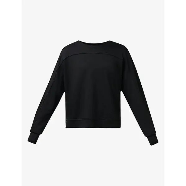 Sweaty Betty After Class Seam-detail Crop Jersey Sweatshirt - Black