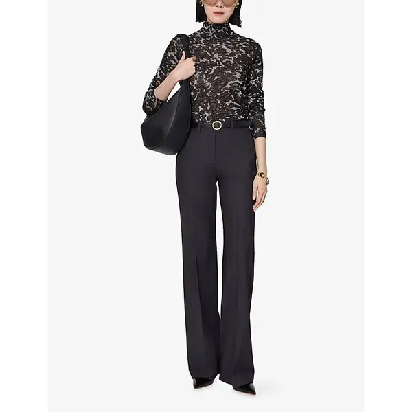 JOSEPH Morissey Flared-leg Mid-rise Stretch-wool Trousers