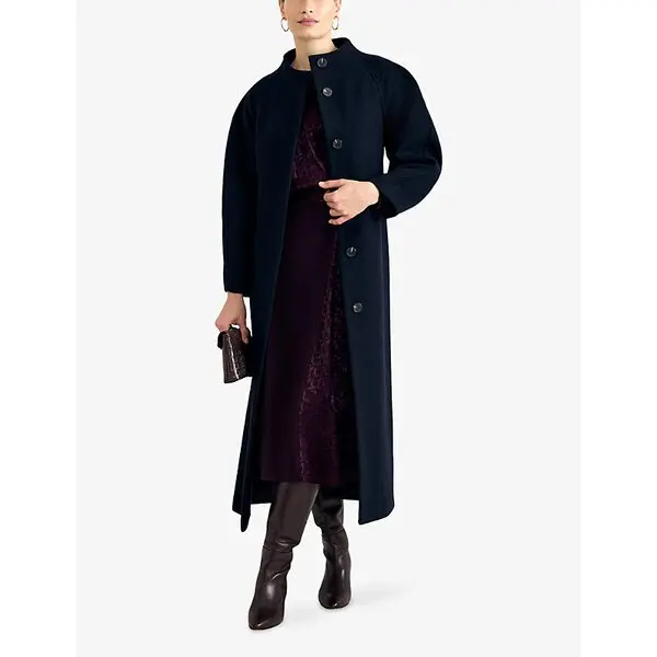 PHASE EIGHT Mollie Funnel-neck Long Wool-blend Coat