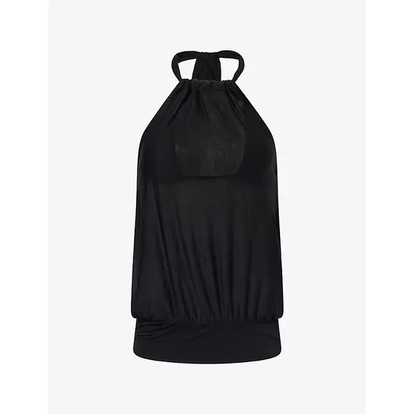 PEACHY DEN Emma Halterneck Jersey Top - Black
