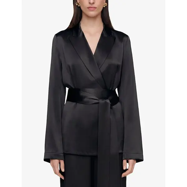 JOSEPH Archer Peak-lapel Silk-satin Jacket