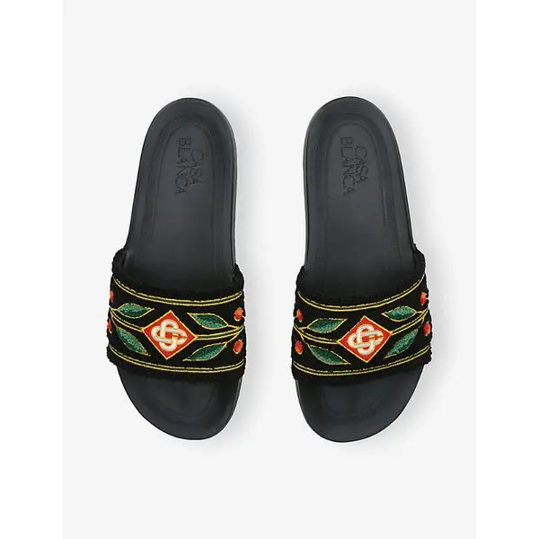 Casablanca Embroidered Terry Sliders