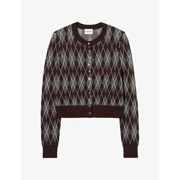 Claudie Pierlot Argyle-pattern Regular-fit Metallic-knit Cardigan - Multicolored