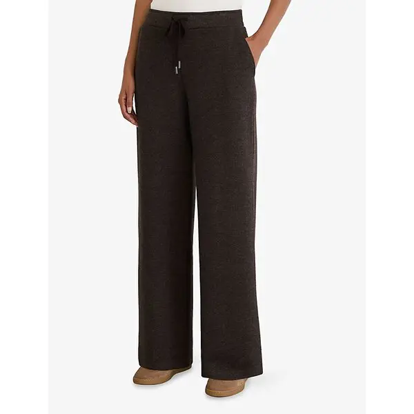 REISS Sylvie Herringbone Wide-leg Wool-blend Jogging Bottoms