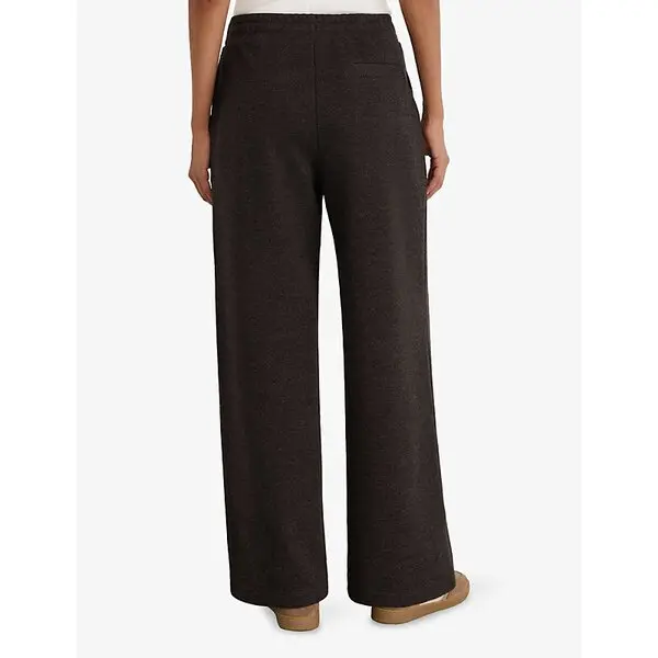 REISS Sylvie Herringbone Wide-leg Wool-blend Jogging Bottoms