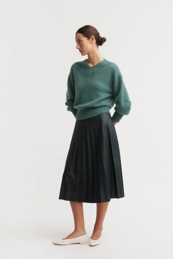 Iris Von Arnim Leather Skirt Pamila - Pine Green