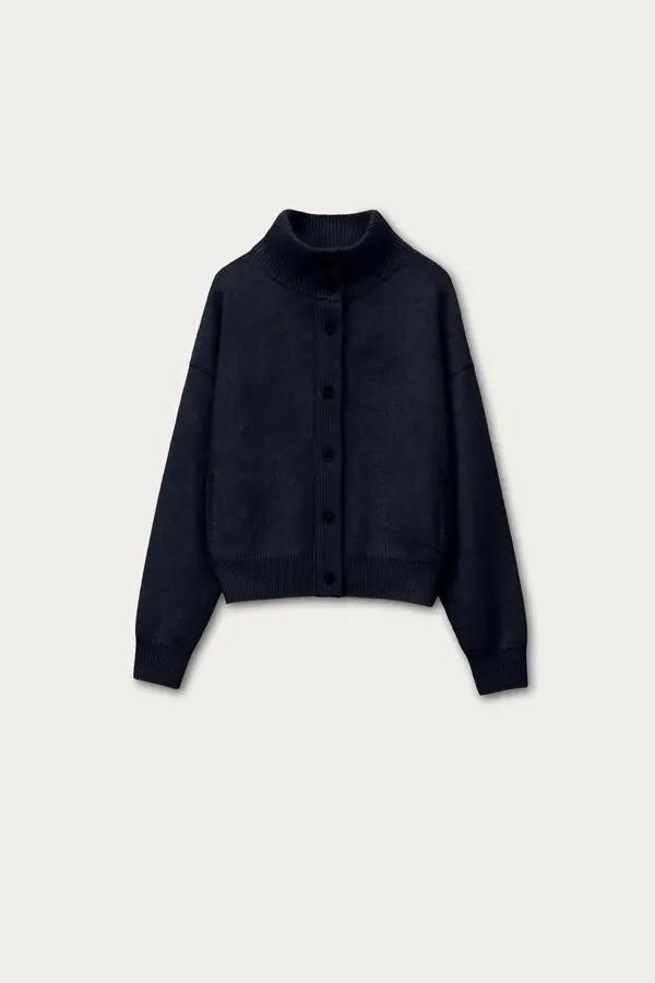 Iris Von Arnim Brushed Cashmere Cardigan Dabina - Navy