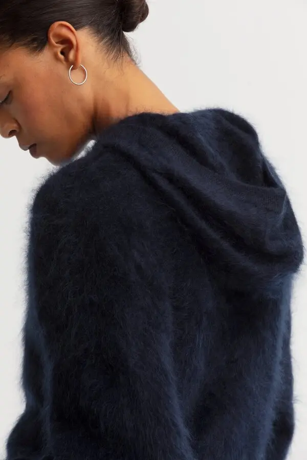 Iris Von Arnim Brushed Cashmere Sweater Dabora - Navy