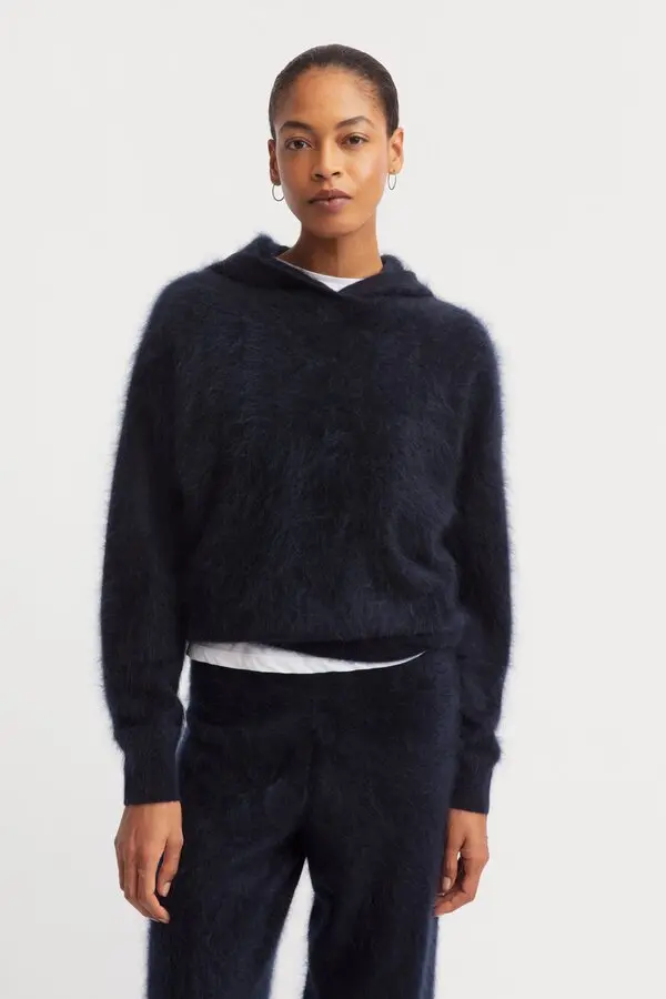 Iris Von Arnim Brushed Cashmere Sweater Dabora - Navy
