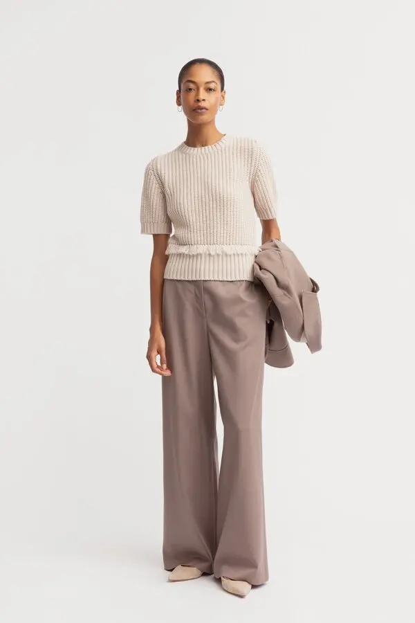 Iris Von Arnim Cashmere Sweater Pica Fringes - Alabaster