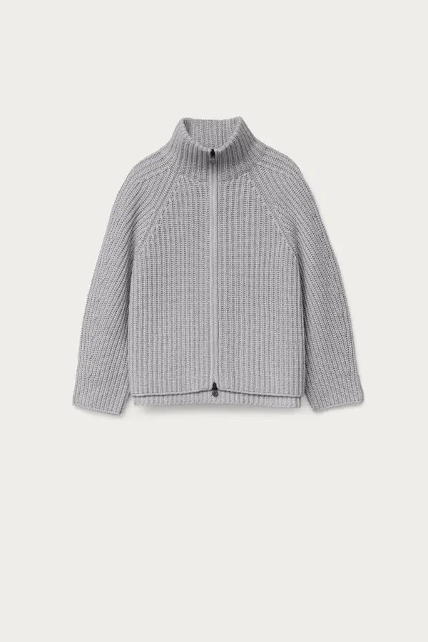 Iris Von Arnim Stonewashed Cashmere Cardigan Fallou Zip - Chrome Sw