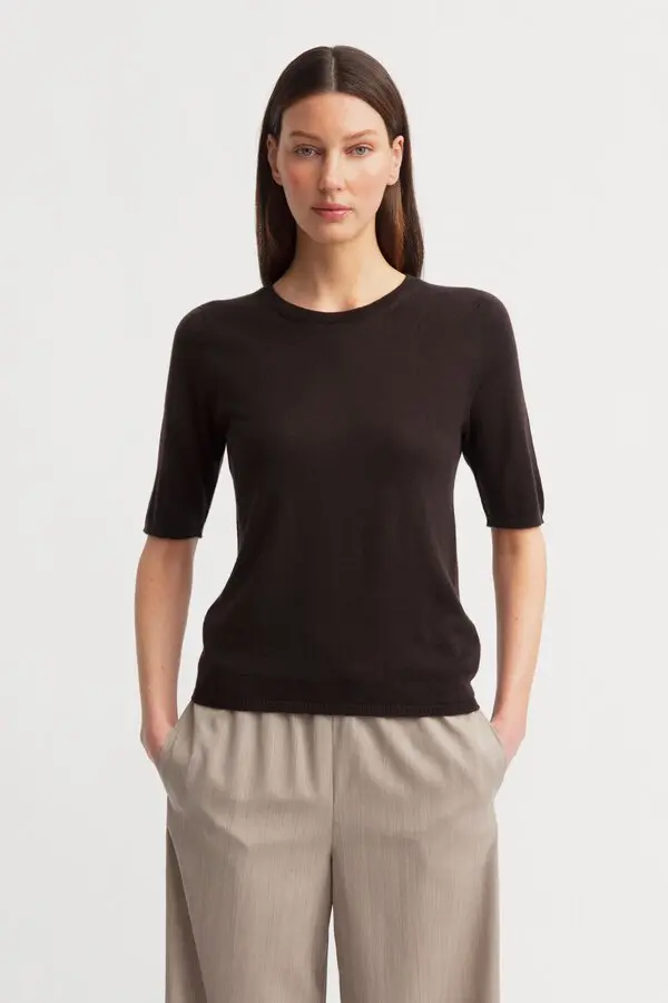 Iris Von Arnim Superfine Cashmere T-shirt Lily - Chocolate