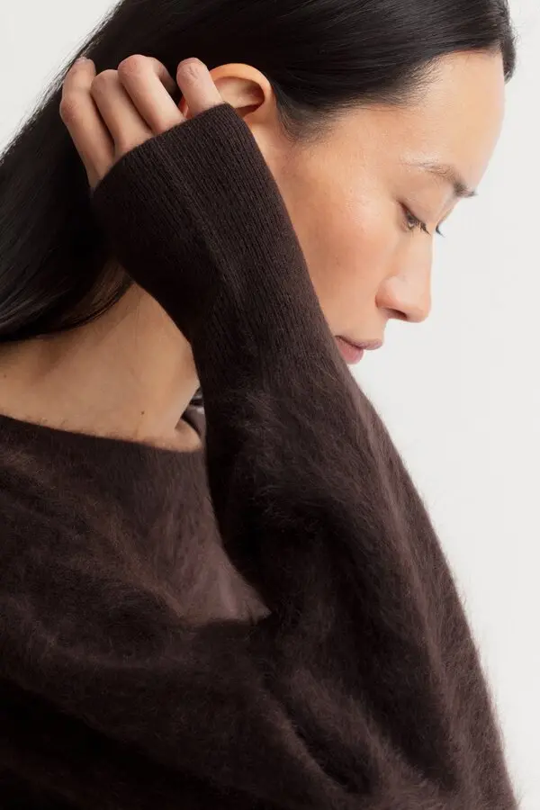 Iris Von Arnim Brushed Cashmere Sweater Kenzie - Chocolate