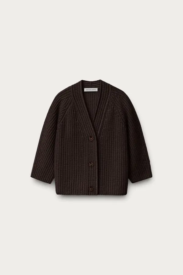 Iris Von Arnim Cashmere Cardigan Fallou Button - Chocolate