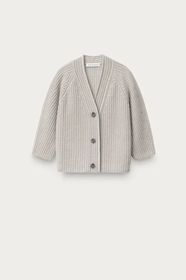 Iris Von Arnim Cashmere Cardigan Fallou Button - Pebble