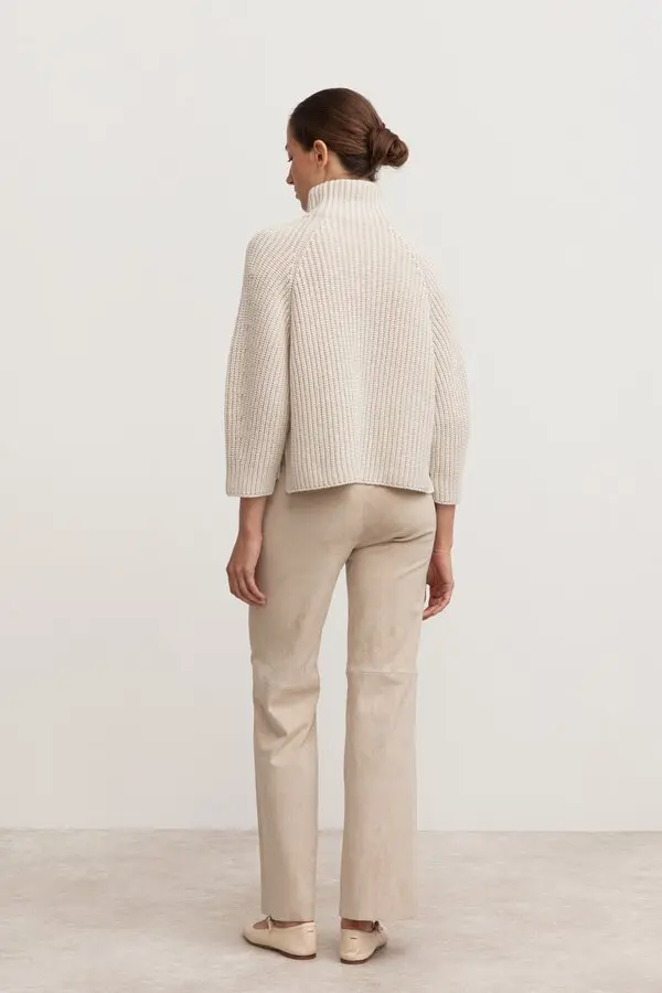 Iris Von Arnim Stonewashed Cashmere Cardigan Fallou Zip - Alabaster