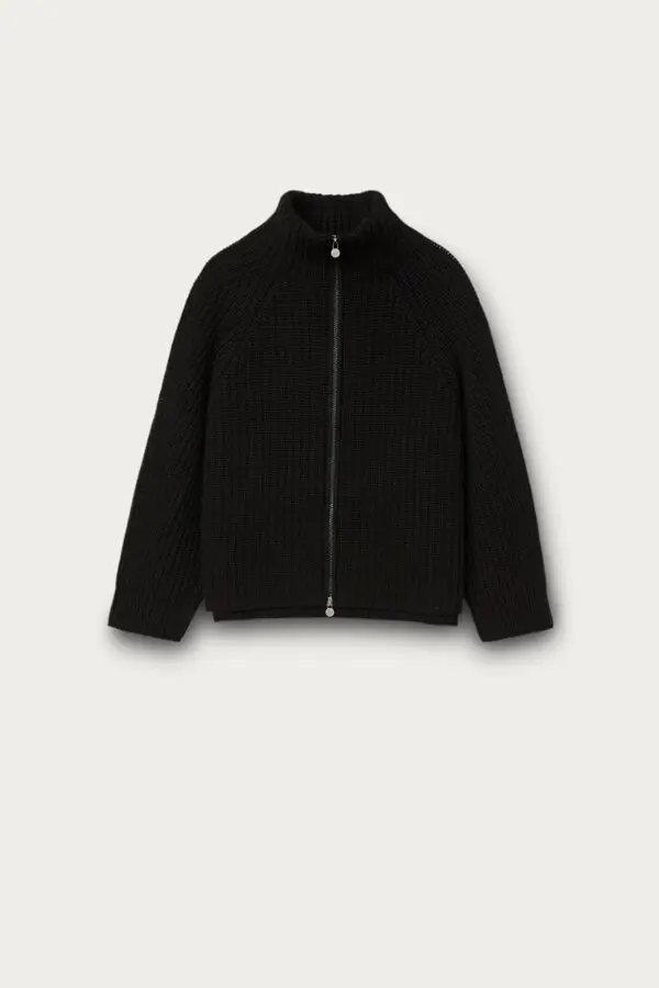 Iris Von Arnim Stonewashed Cashmere Cardigan Fallou Zip - Black