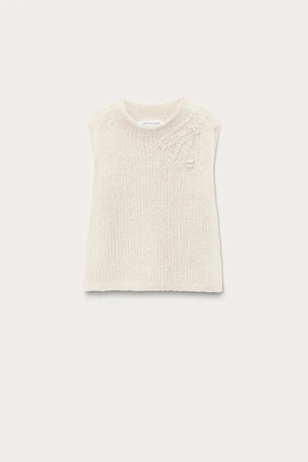 Iris Von Arnim Cashmere-silk Top Jyll Embroidery - Ecru
