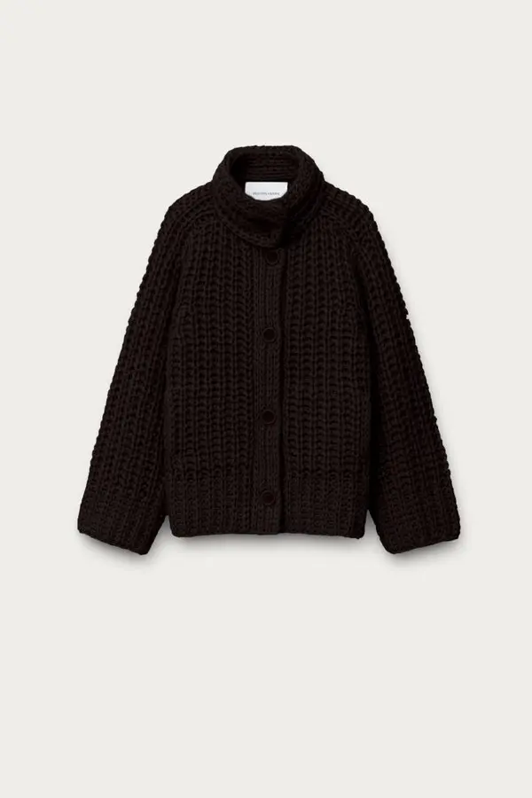 Iris Von Arnim Handknit Jacket Vigdis Long - Chocolate