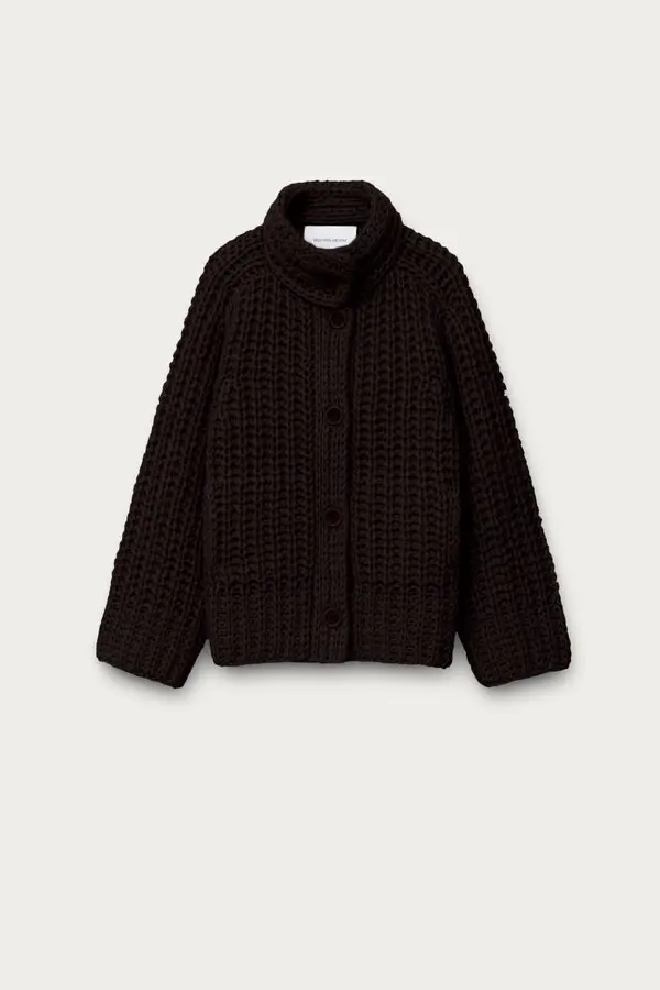 Iris Von Arnim Handknit Jacket Vigdis Long - Chocolate