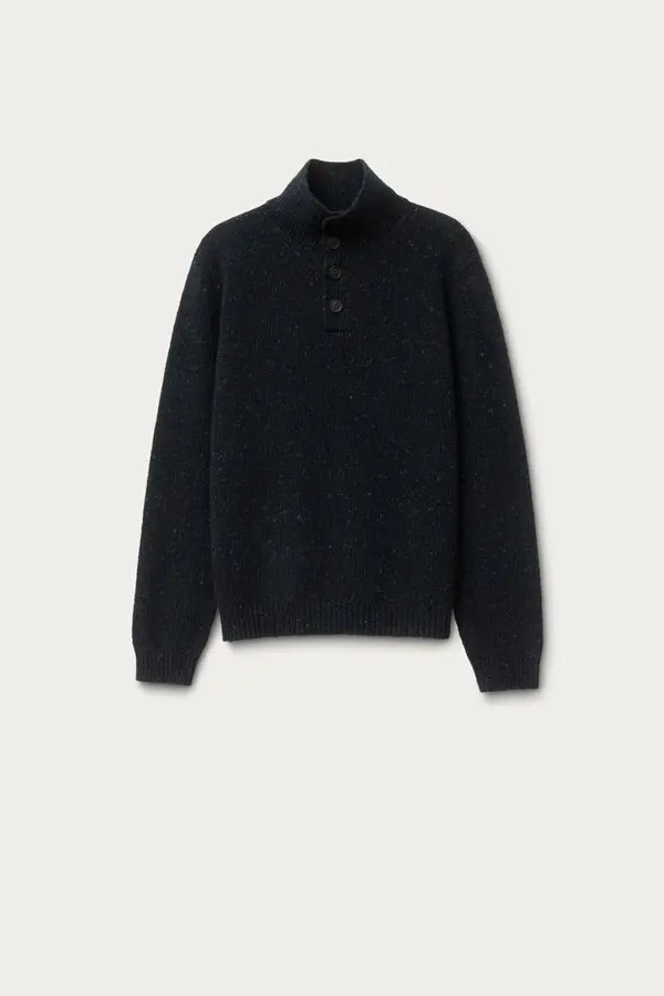 Iris Von Arnim Wool-cashmere Half-zip Sweater Calder - Navy