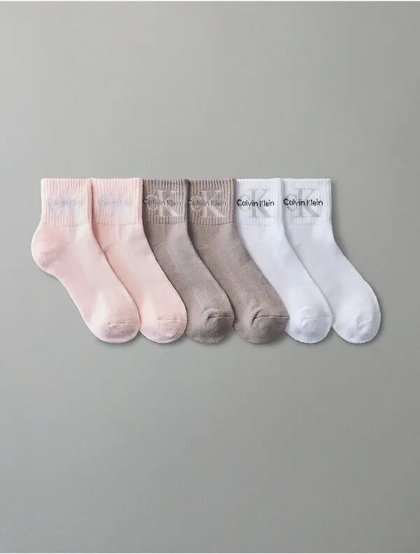 Calvin Klein Athletic Terry 6-pack Quarter Socks - Light Pink Multi
