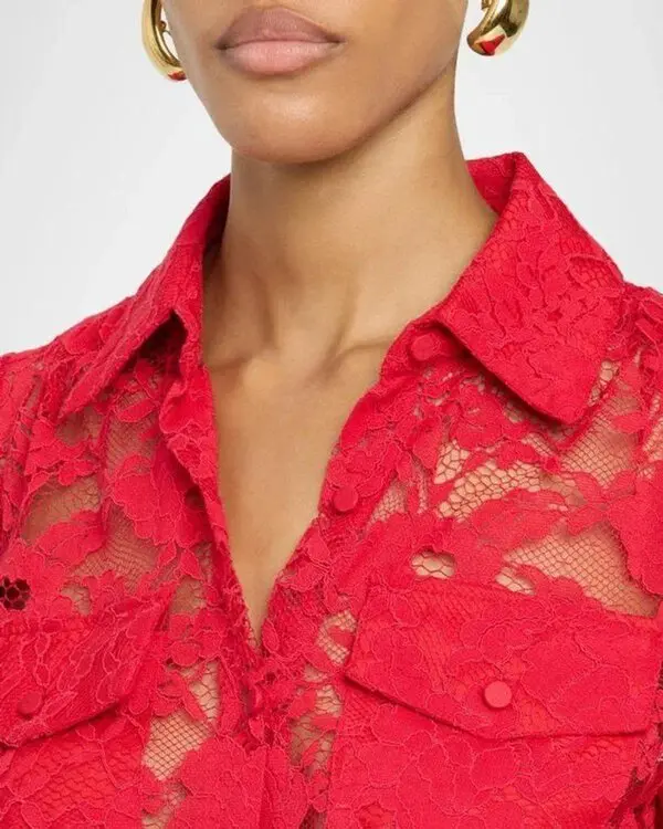 Generation Love Priya Mesh Lace Button-front Shirt