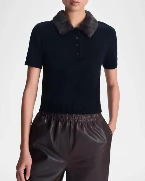 Simkhai Vayla Short-sleeve Polo Sweater