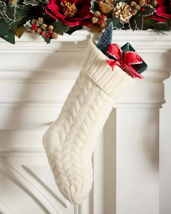 Sofia Cashmere Cable Knit Cashmere Christmas Stocking - 271ivr