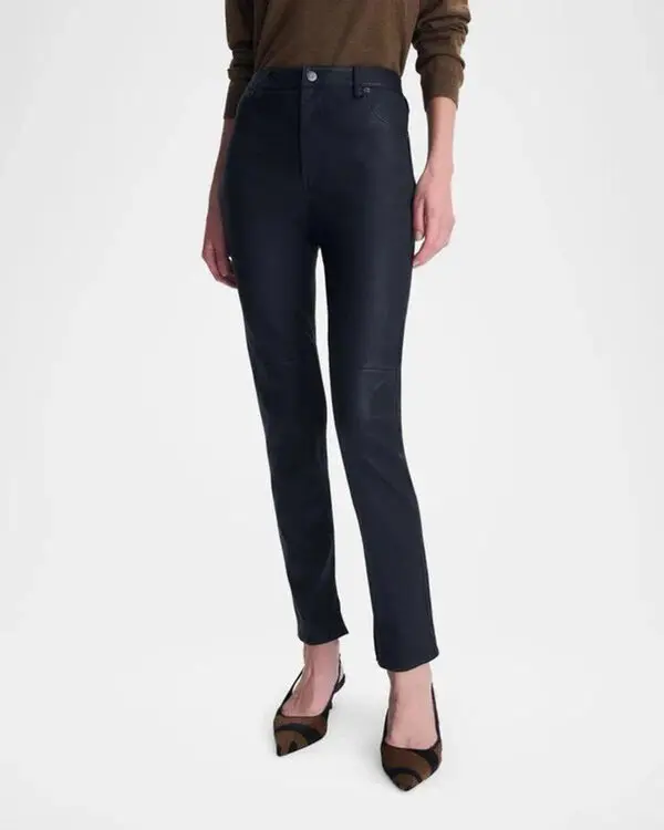 Simkhai Rae Leather High-rise Ankle-length Pants