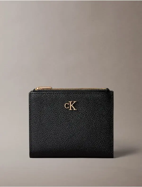 Calvin Klein Minimal Monogram Double Zip Wallet - Black
