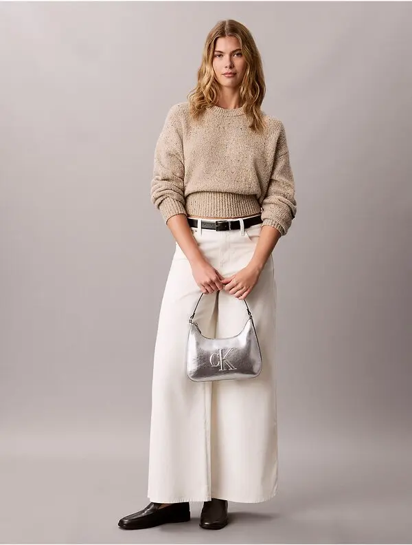 Calvin Klein Sculpted Monogram Shoulder Bag - Silver Metallic