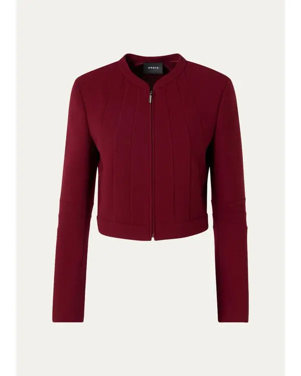 Akris Klaus Stitched Wool Crepe Double-face Short Jacket - Cherry