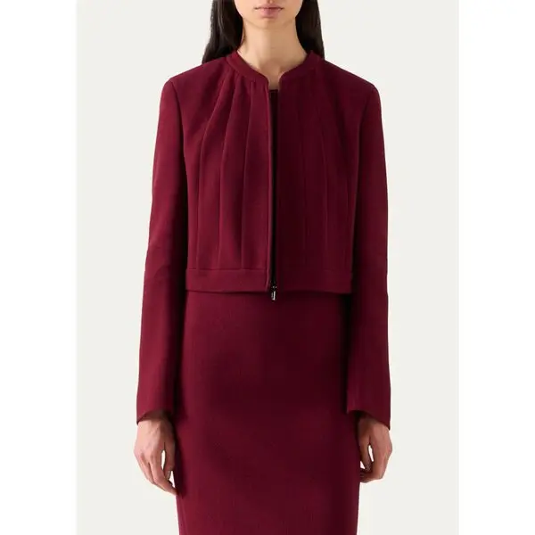 Akris Klaus Stitched Wool Crepe Double-face Short Jacket