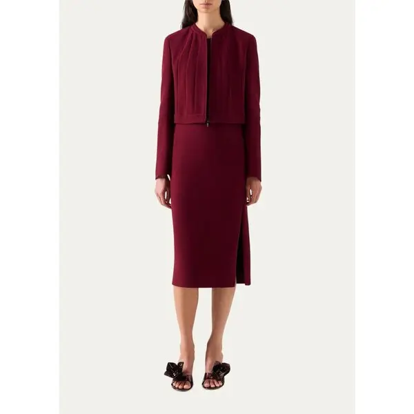 Akris Klaus Stitched Wool Crepe Double-face Short Jacket