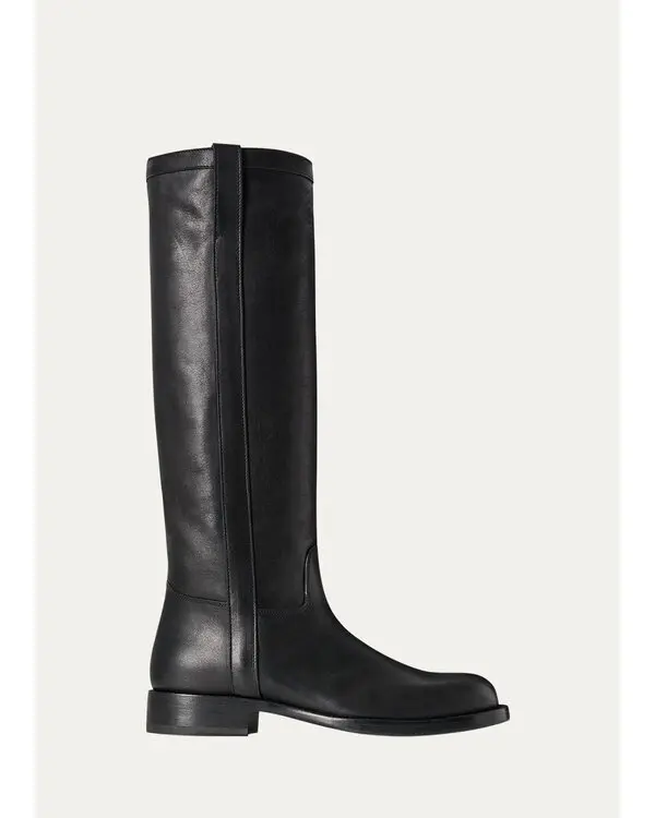 THE ROW Nobilis Leather Knee-high Riding Boots - Black