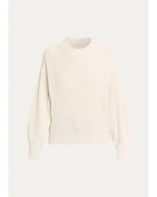 Brunello Cucinelli Shimmering Linen-cotton Knit Crewneck Sweater