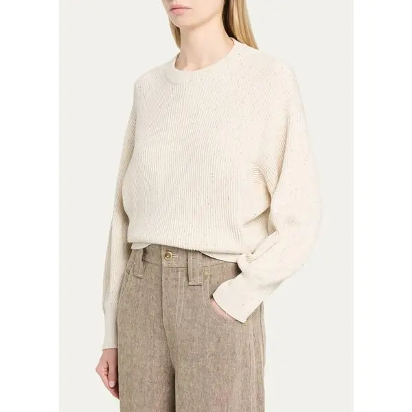 Brunello Cucinelli Shimmering Linen-cotton Knit Crewneck Sweater