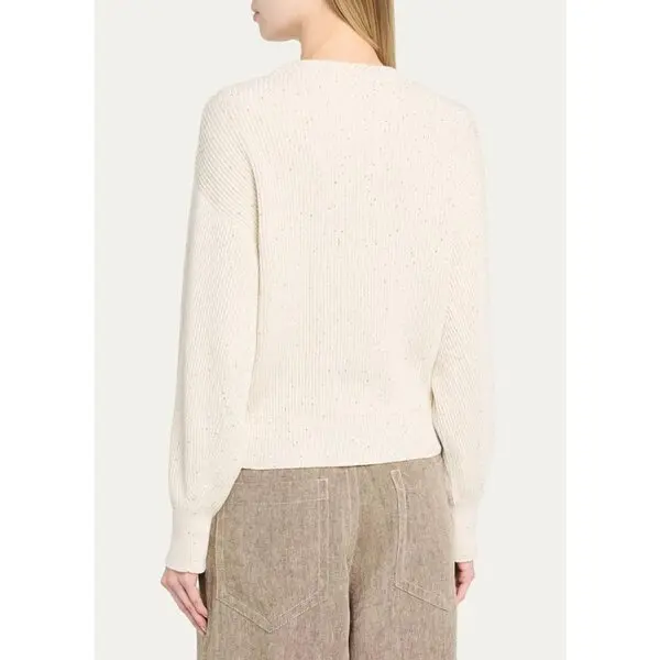 Brunello Cucinelli Shimmering Linen-cotton Knit Crewneck Sweater
