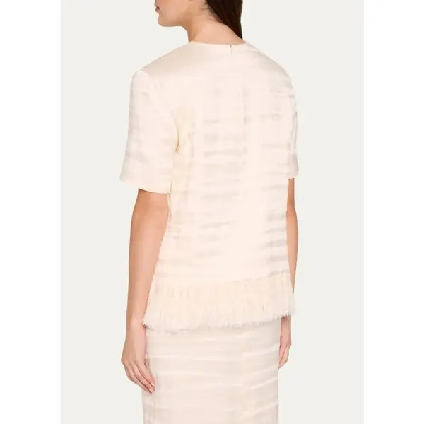 FFORME Emaline Fringed Cotton-silk Short-sleeve Top