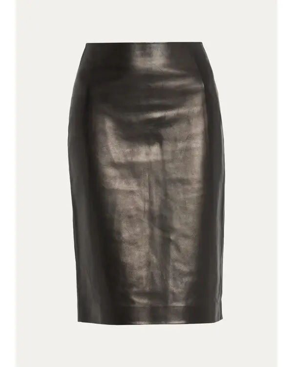 THE ROW Larco Leather Skirt - Black