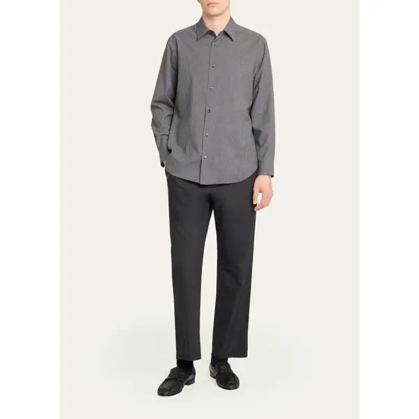 THE ROW Victor Micro-check Woven Button-front Shirt