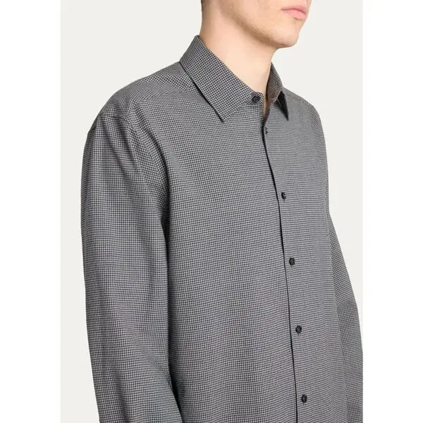 THE ROW Victor Micro-check Woven Button-front Shirt