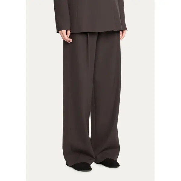 THE ROW Lowe Pleated Wool Relaxed-leg Pants